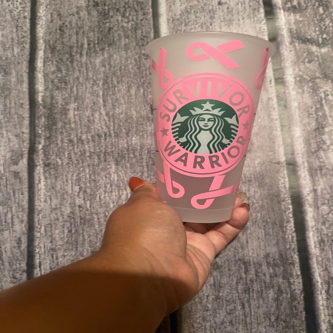Breast Cancer Starbucks Cup Cold Cup Breast Cancer Warrior - Etsy