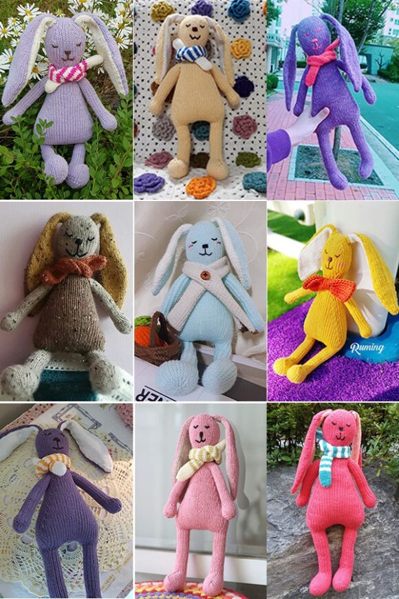 Flat Bunny Knitting PATTERN : Pattern PDF Instant Download English ...