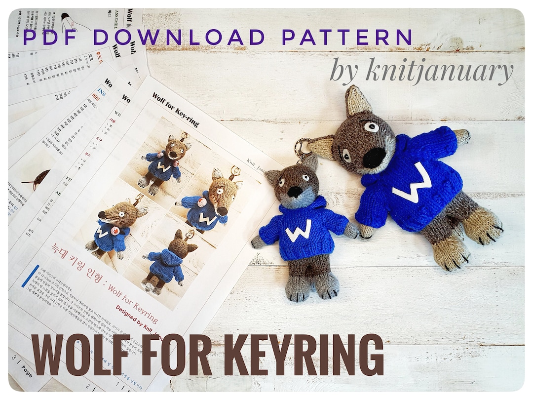 Wolf for Key-ring Knitting PATTERN : Pattern PDF Instant Download ...
