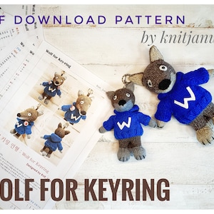 Wolf for Key-ring Knitting PATTERN : Pattern PDF Instant Download ...