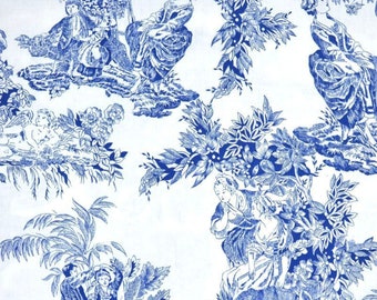 Blue Toile Fabric | Etsy
