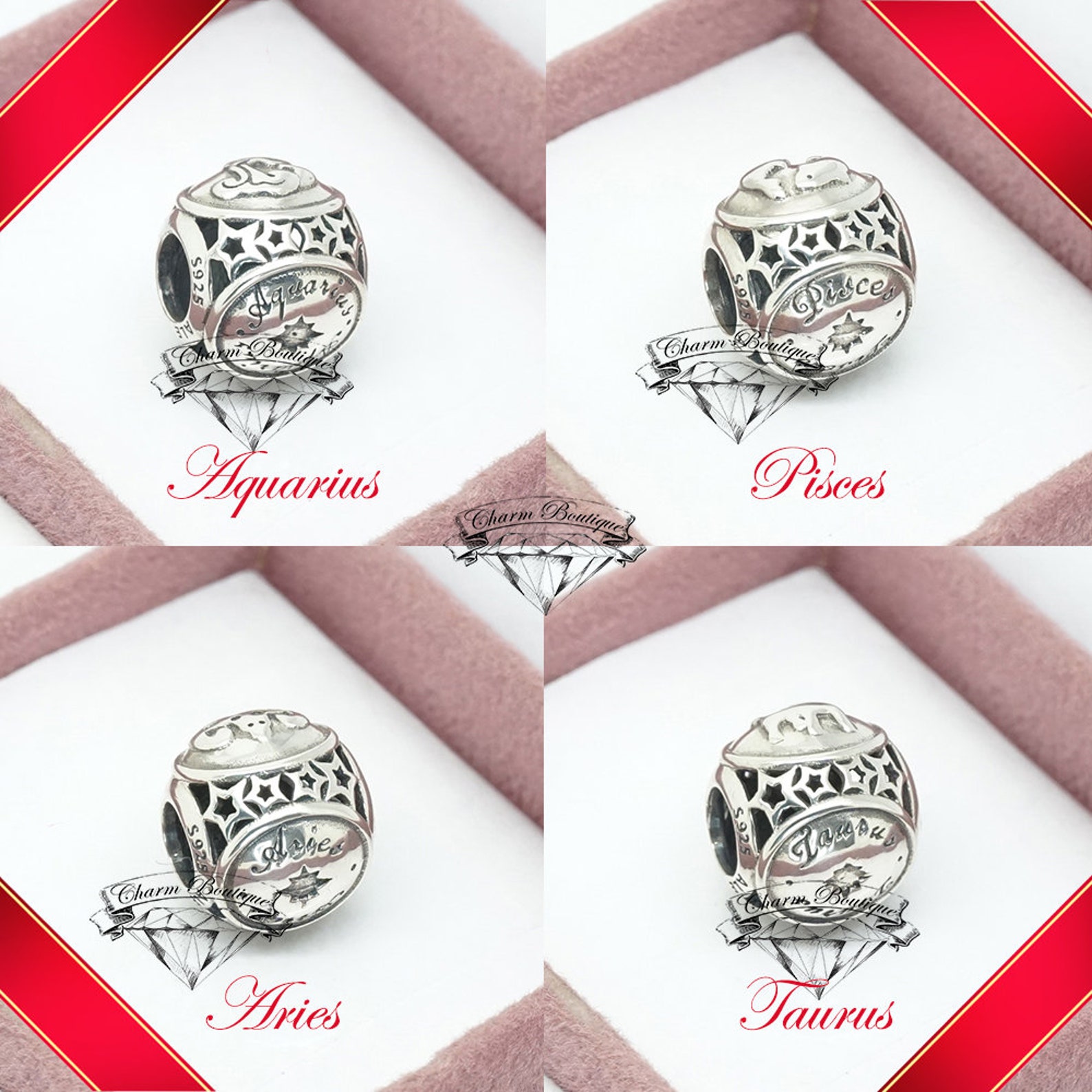 Pandora Star Sign Vintage Zodiac Bracelet Charm - Etsy UK