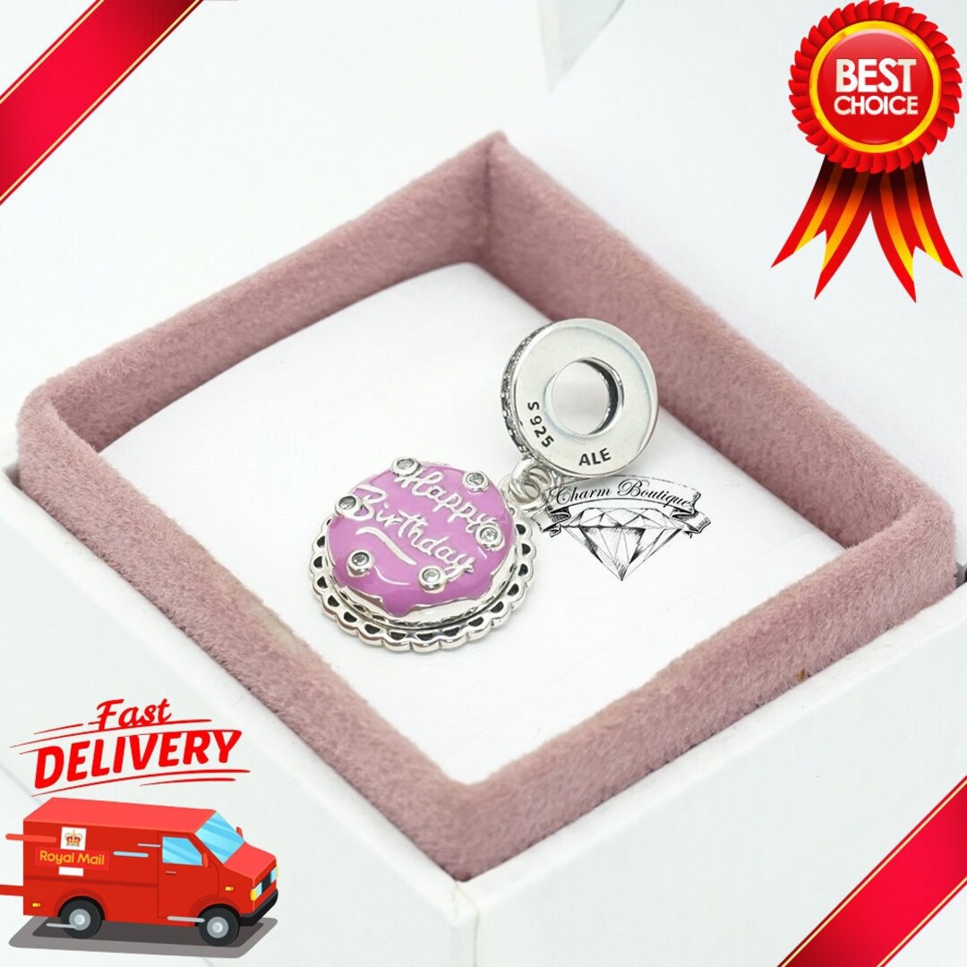 Pandora, Pink Happy Birthday Cake Pendant, Make a Wish, Bracelet Charm ...