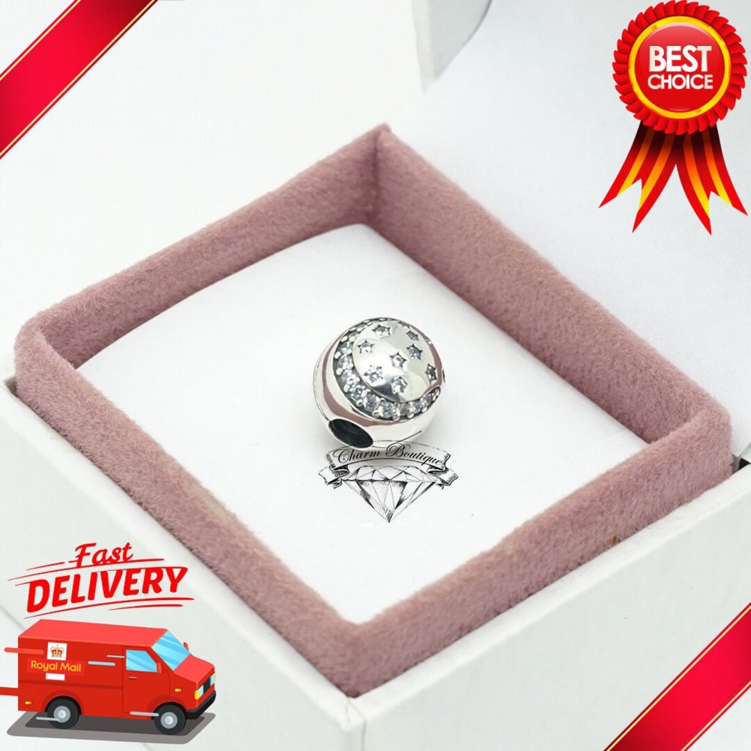 Pandora, Sparkling Moon & Star Clip, Sky, Bracelet Charm 791386CZ - Etsy