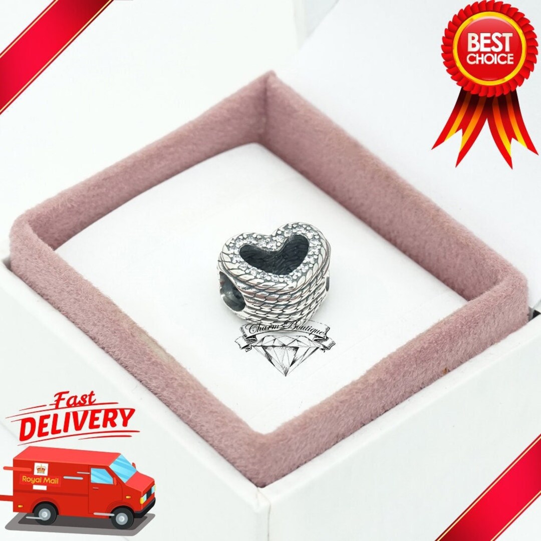 Pandora, Snake Chain Pattern Open Heart, Love, Bracelet Charm 799100C01 ...