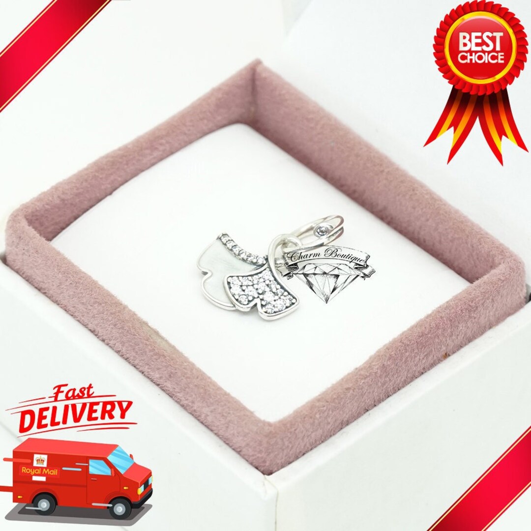 Pandora, Double Gingko Leaves Sparkling Necklace Pendant Charm, Floral ...
