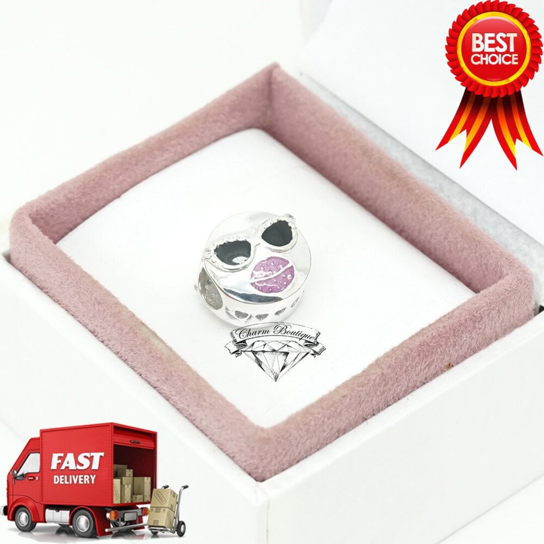 Pandora Stay Cool Emoji Charm, Face, Glasses and Kiss, Pink Lips ...