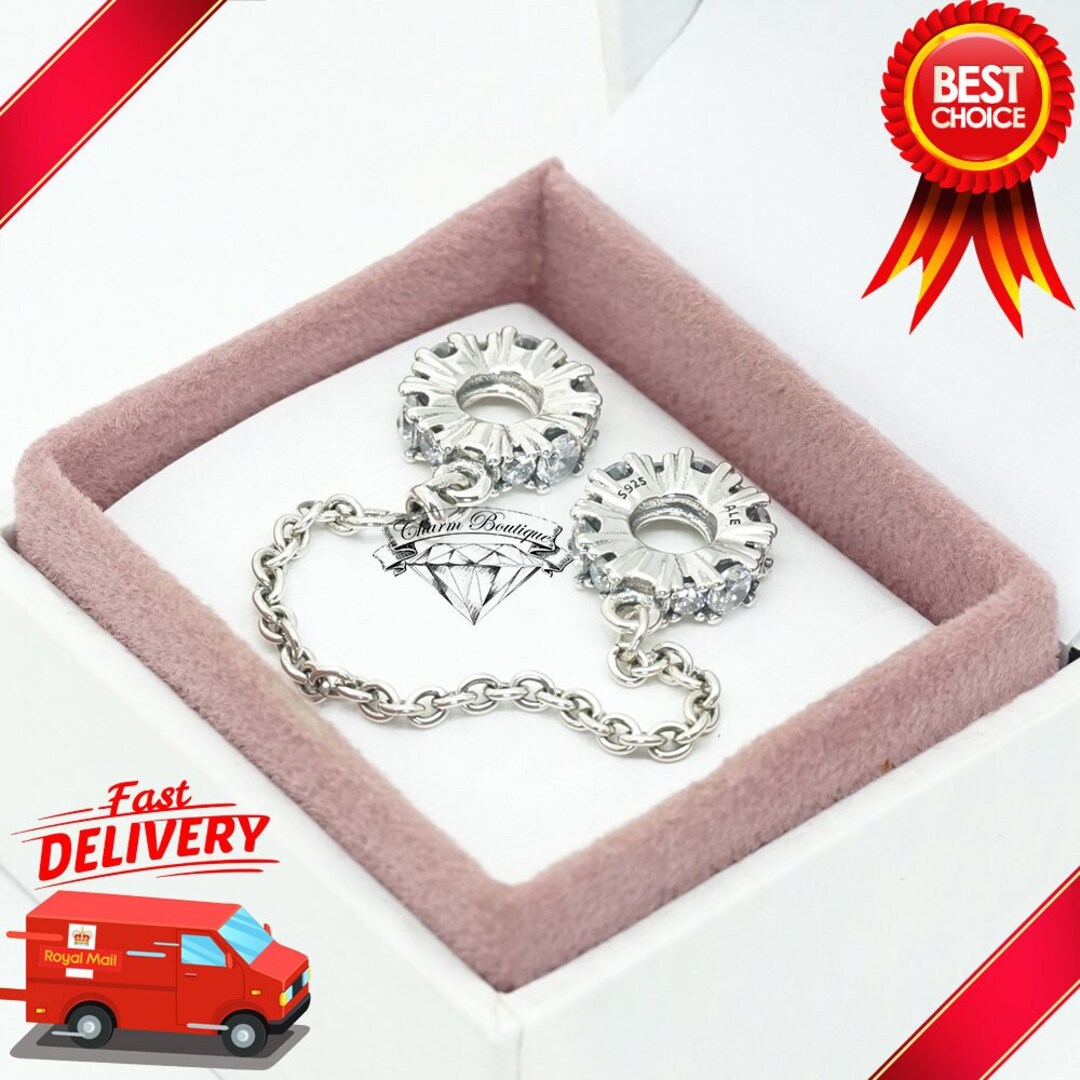 Pandora, Clear Sparkle Safety Chain, Bracelet Charm 798488C01 - Etsy
