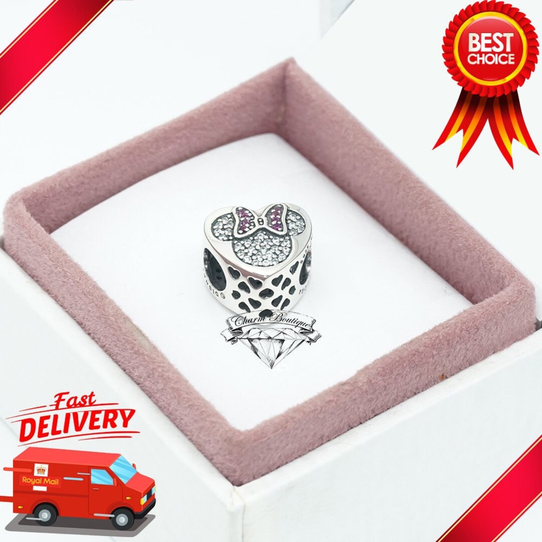 Pandora, Disney, Mickey and Minnie Mouse Icon Heart Charm 792050CZ - Etsy