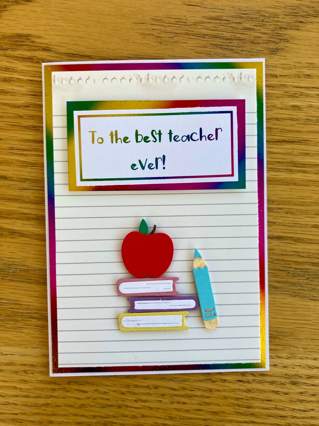 Cute Thank You Teacher Card, Books, Pencil, School Supplies, End of ...
