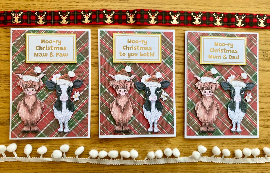 Highland Cow Christmas Card, Handmade, Heilan Coo, Funny, Scottish ...