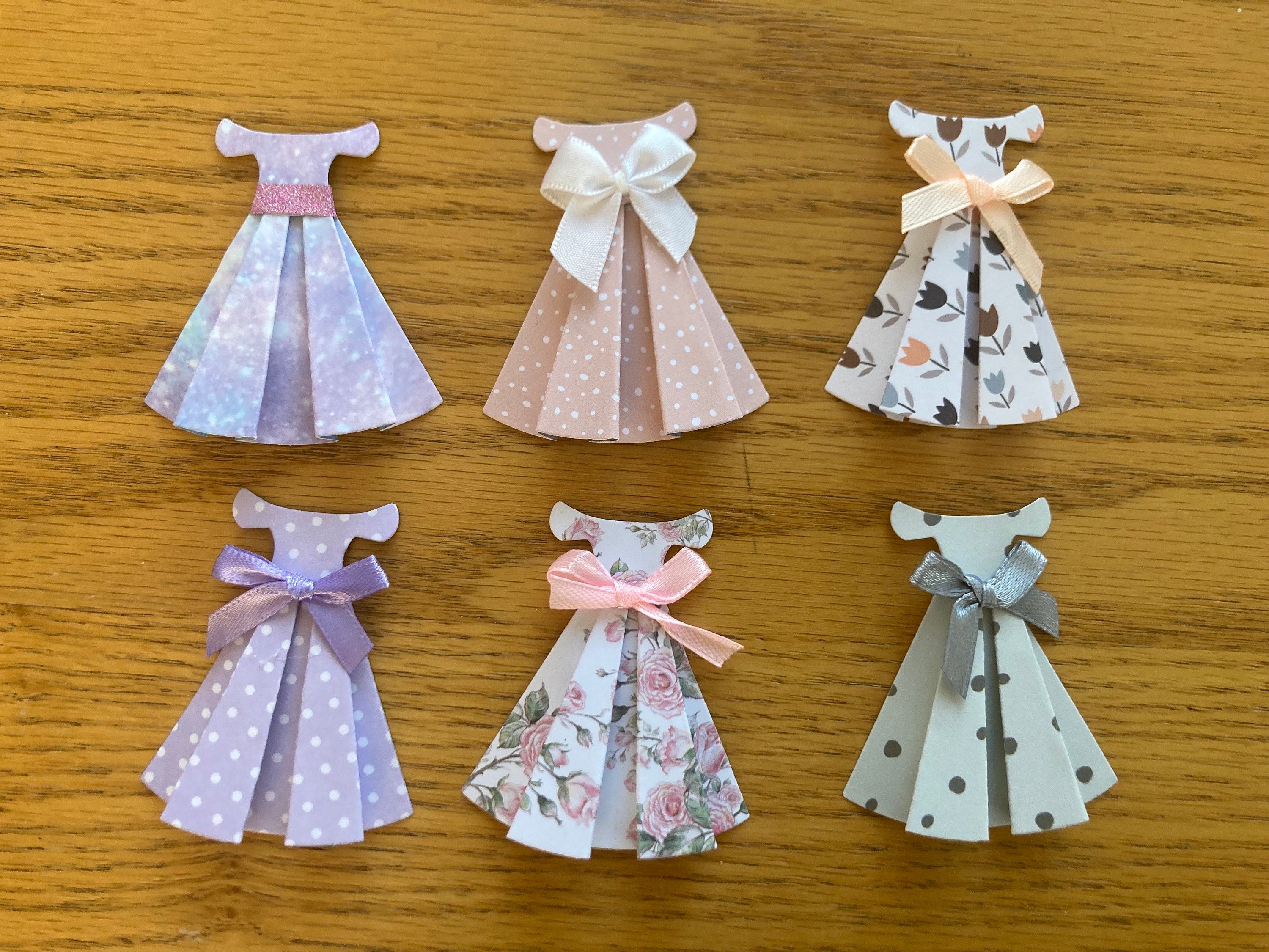 Die-cut Paper Dresses, Card Toppers, Floral and Pastel Prints, Craft ...