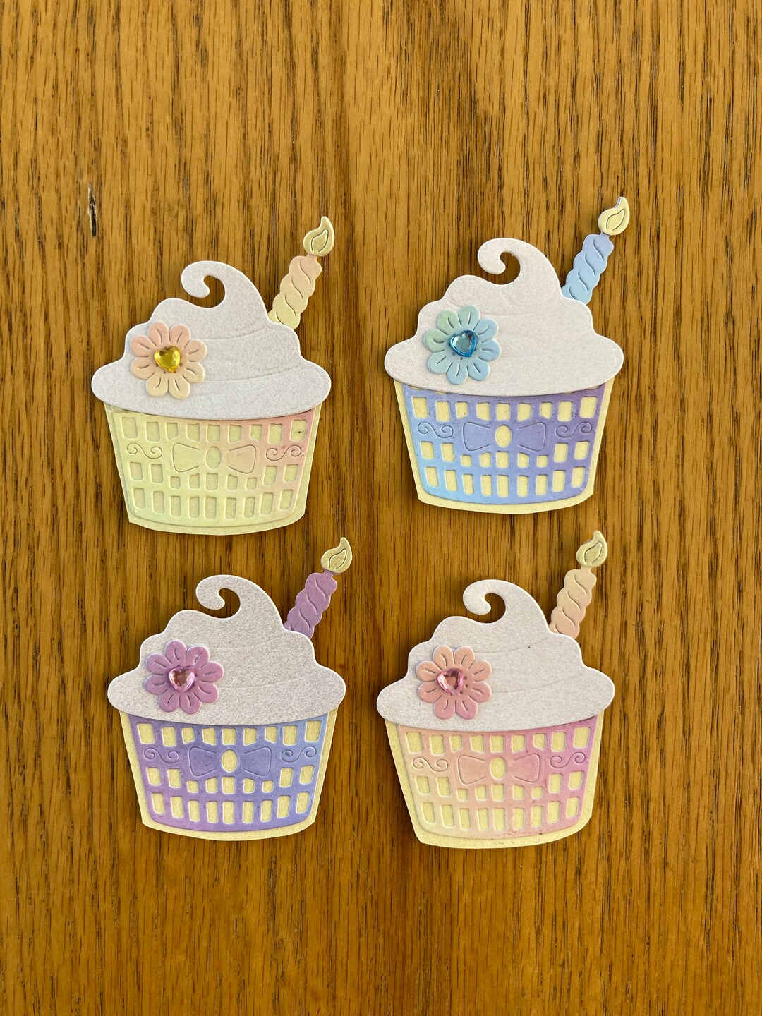 Die-cut Rainbow Ombré Cupcake Card Topper, Craft Embellishments, Luxury ...