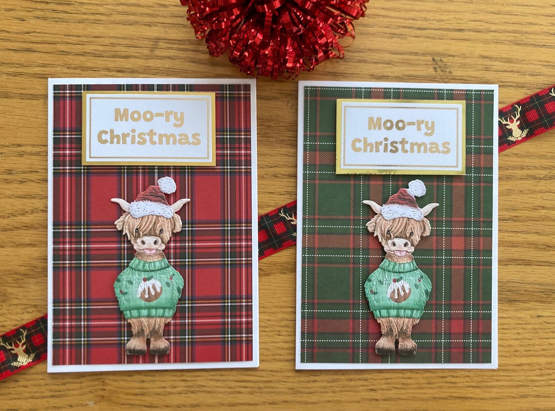 Highland Cow Christmas Card Handmade Heilan Coo Funny - Etsy