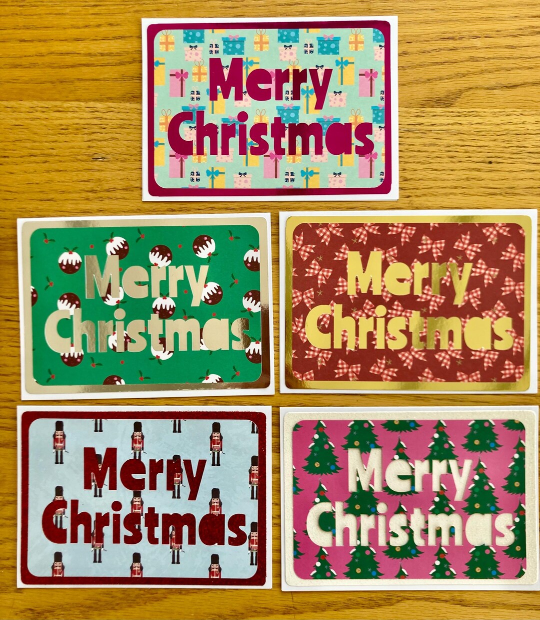 Merry Christmas Card Pack, Bold Christmas Patterns, Bright, Fun, Cute ...