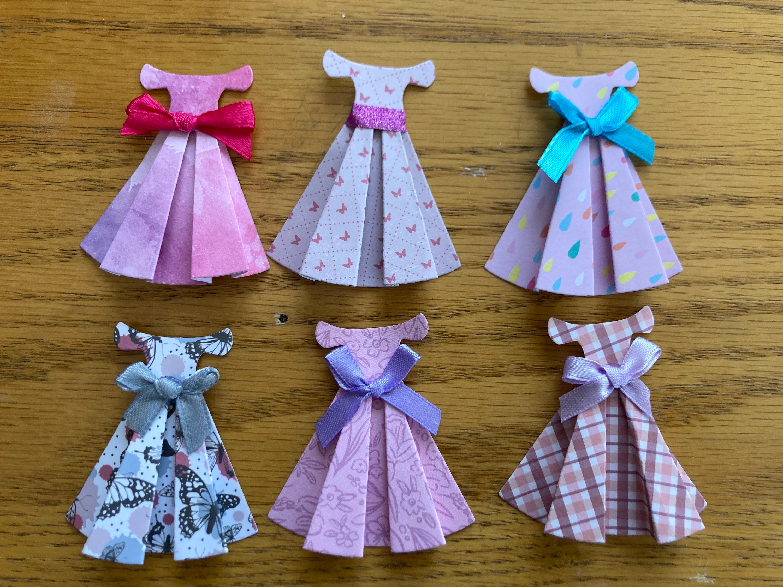 Die-cut Paper Dresses, Card Toppers, Floral and Pastel Prints, Craft ...