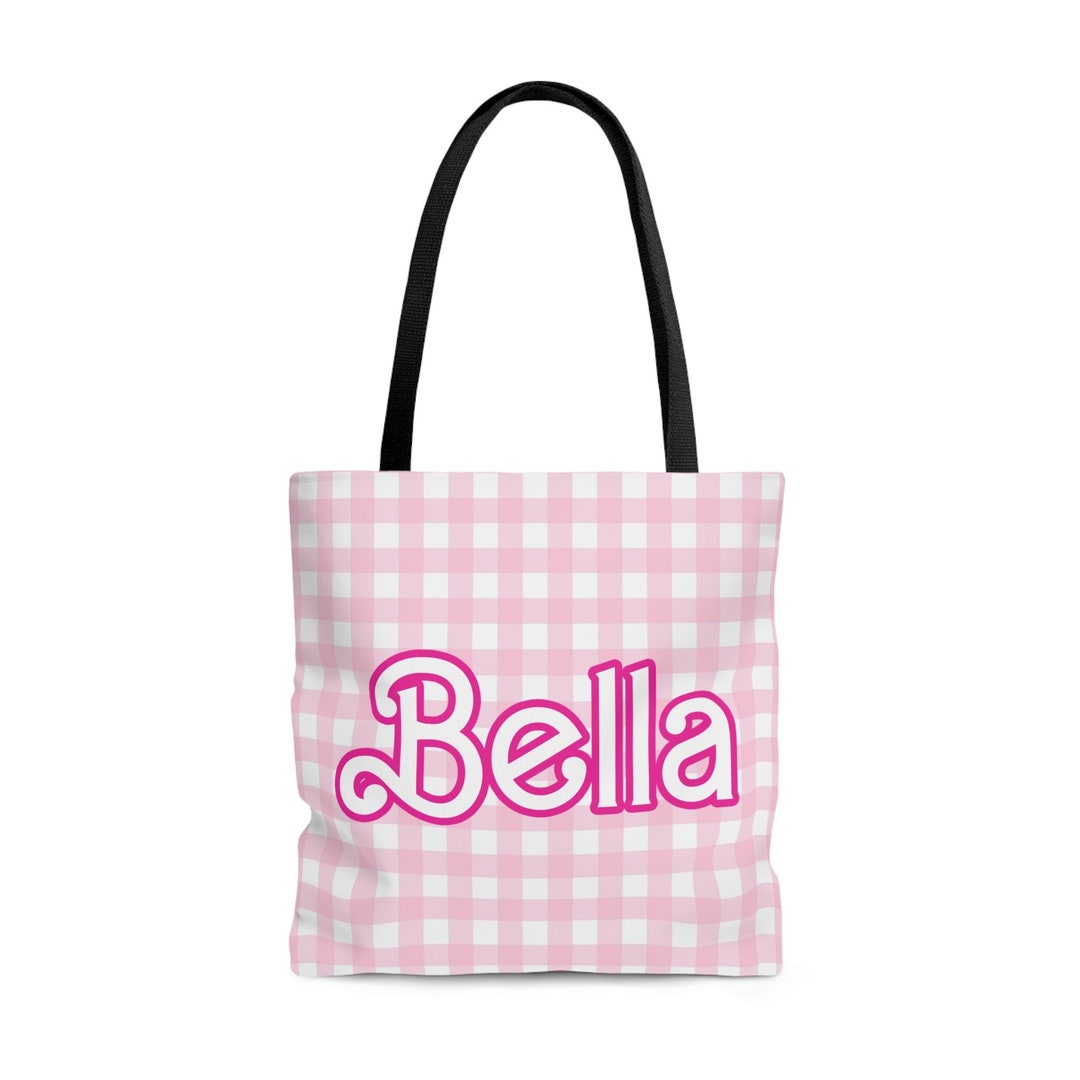 Personalized Plaid Pink Teen Tote Bag Gift for Student Back to School ...