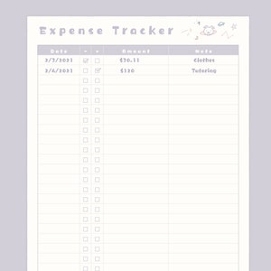 Cute Expense Tracker. Digital Expense Tracker, Monthly Expense Tracker ...
