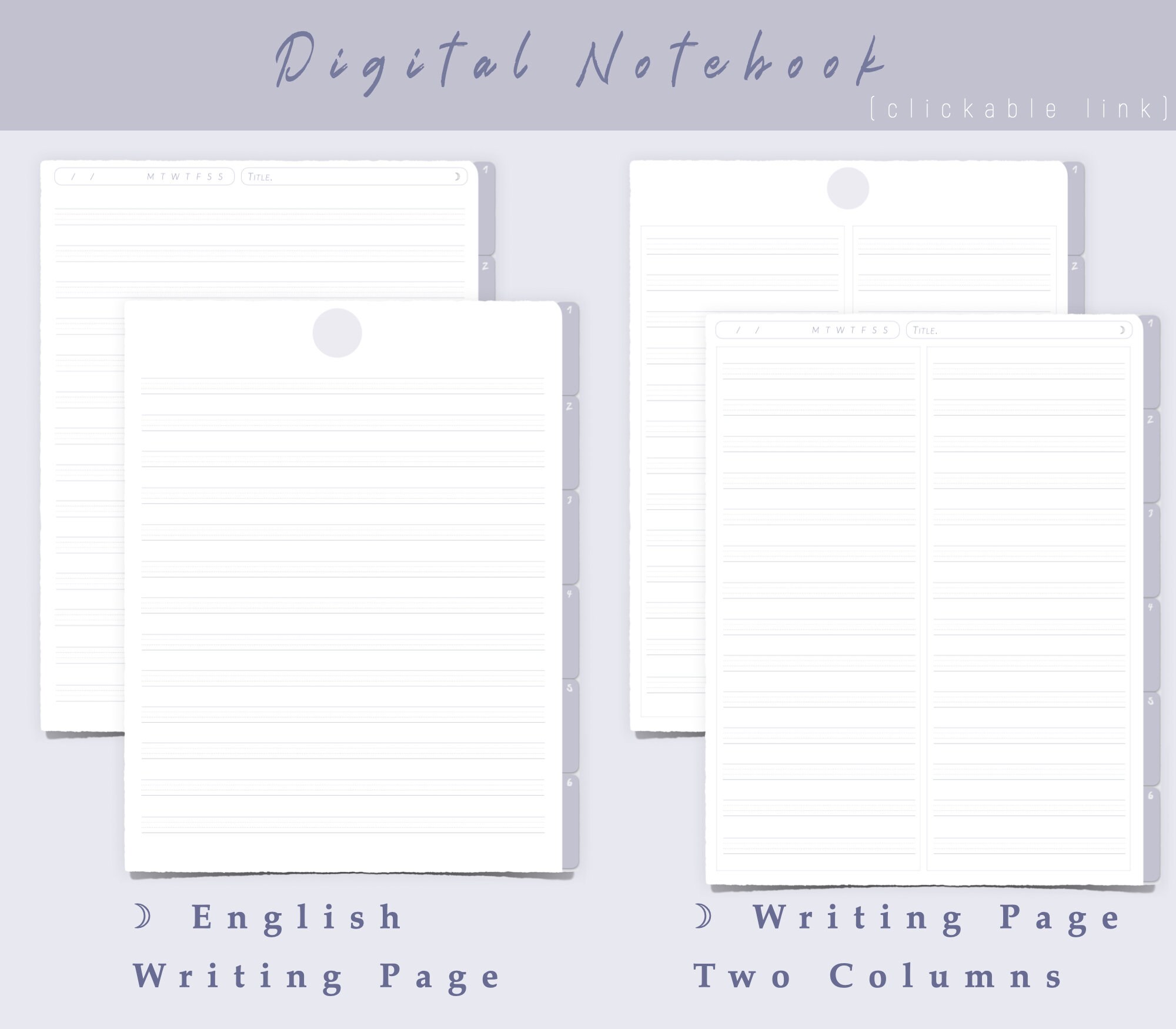 6 Tab Digital Notebook Goodnotes Template Hyperlinked - Etsy