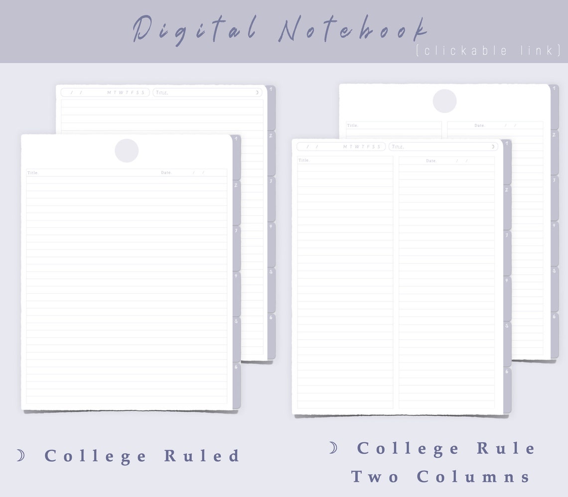 6 Tab Digital Notebook Goodnotes Template Hyperlinked - Etsy