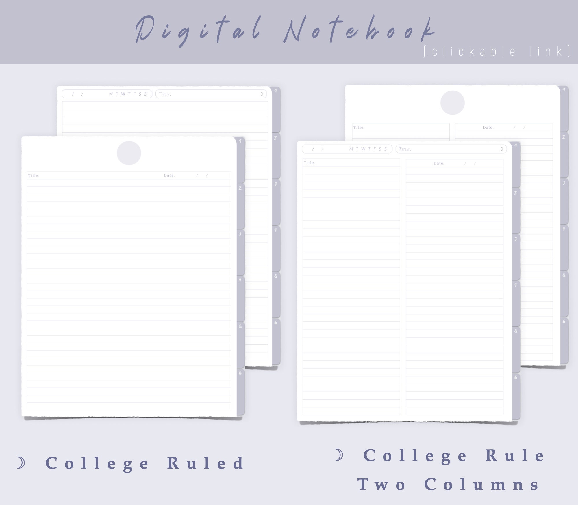 6 Tab Digital Notebook Goodnotes Template Hyperlinked - Etsy