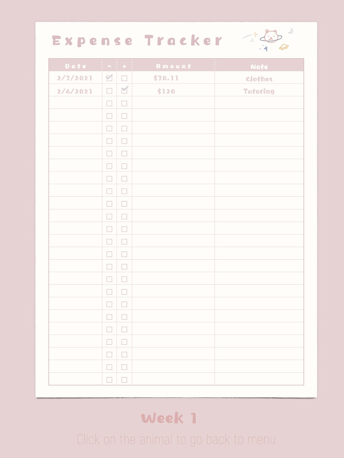 Cute Expense Tracker. Digital Expense Tracker, Monthly Expense Tracker ...