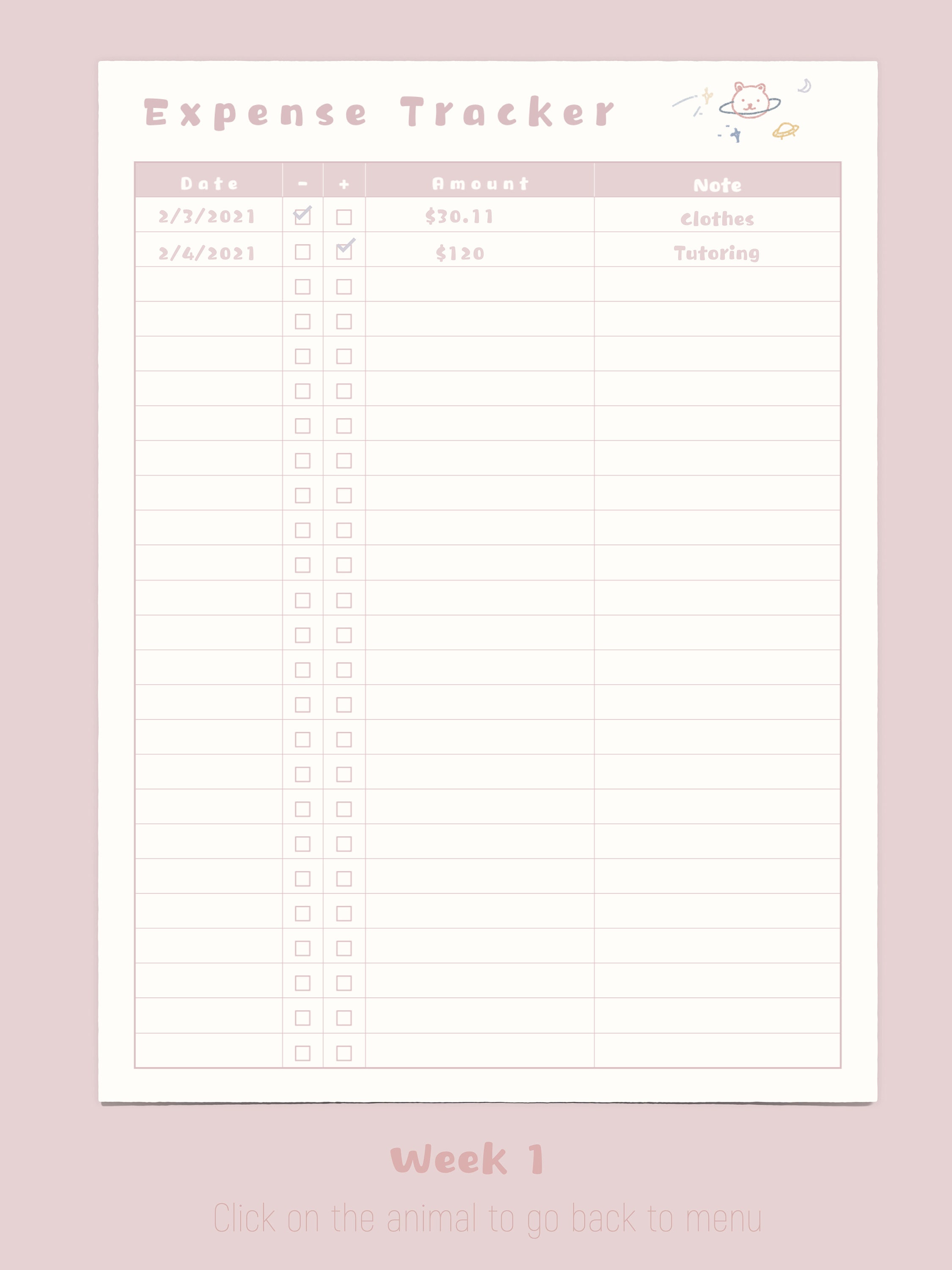 Cute Expense Tracker. Digital Expense Tracker, Monthly Expense Tracker ...
