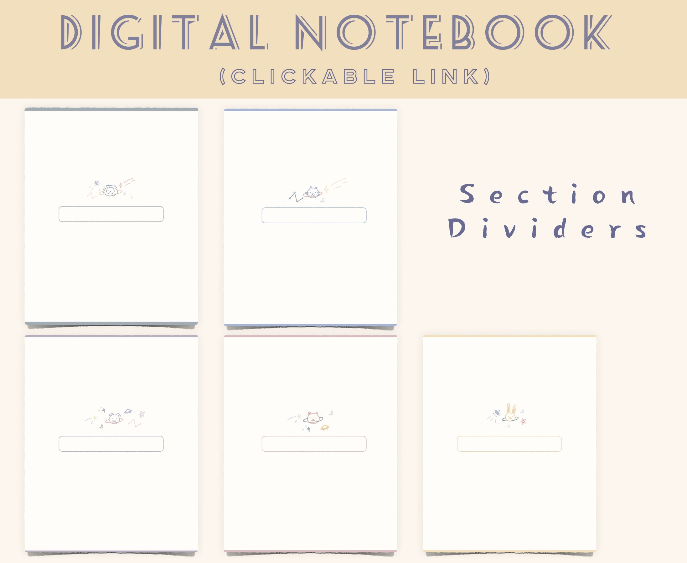 Cute Digital Notebook 5 Subject Digital Notebook Goodnotes | Etsy