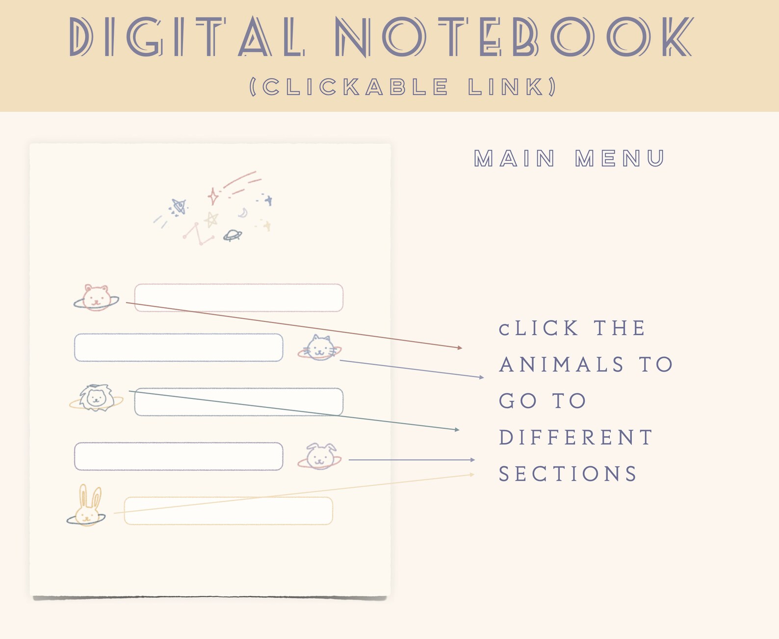 Cute Digital Notebook 5 Subject Digital Notebook Goodnotes | Etsy