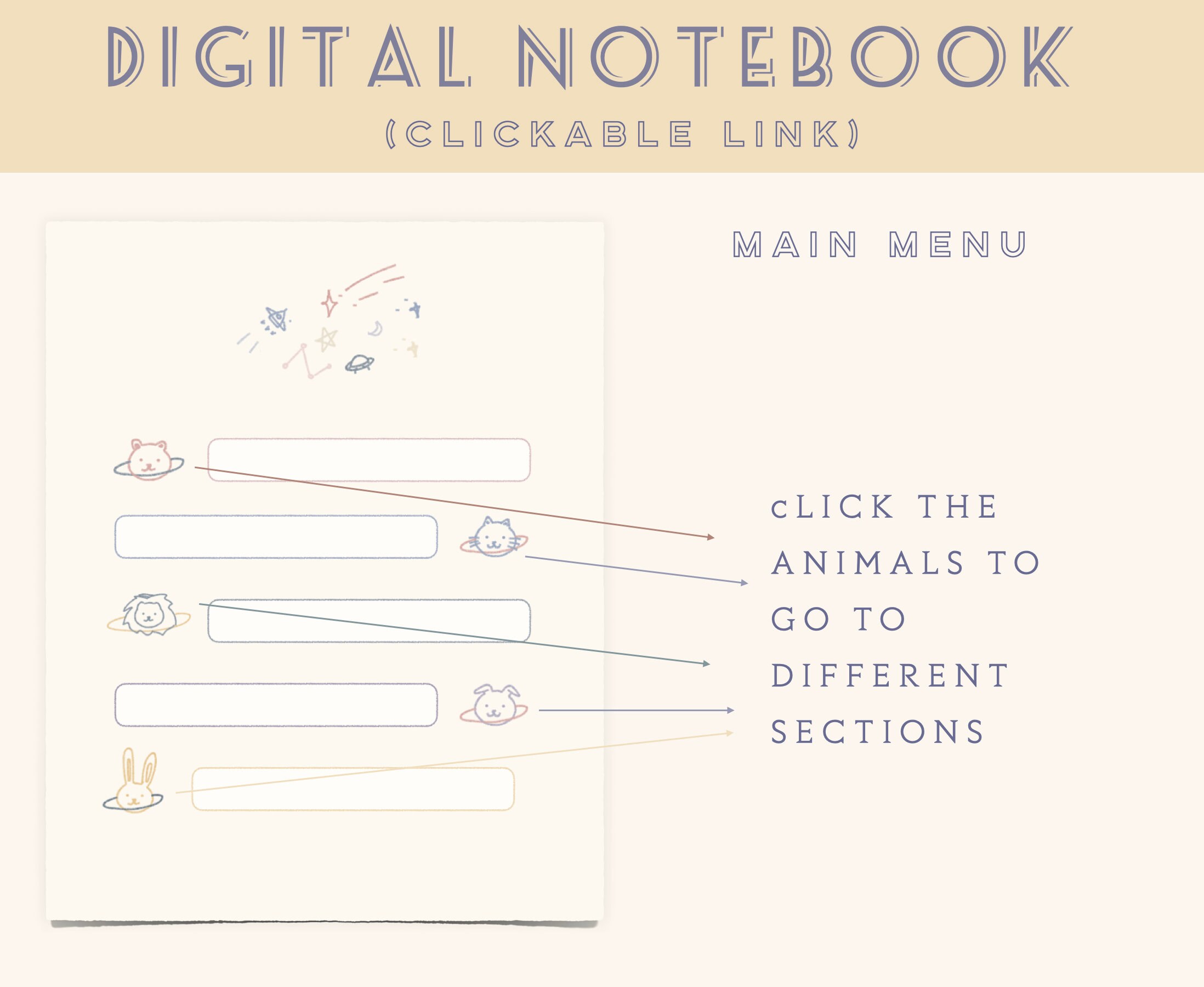 Cute Digital Notebook 5 Subject Digital Notebook Goodnotes | Etsy