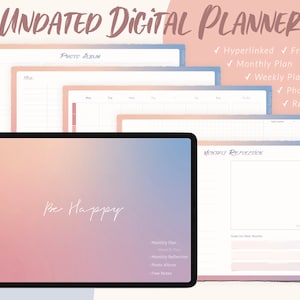 Undated Colorful Digital Planner, Cute iPad Digital Planner, Goodnotes ...