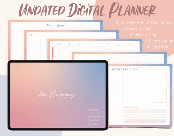 Undated Colorful Digital Planner Cute Ipad Digital Planner | Etsy