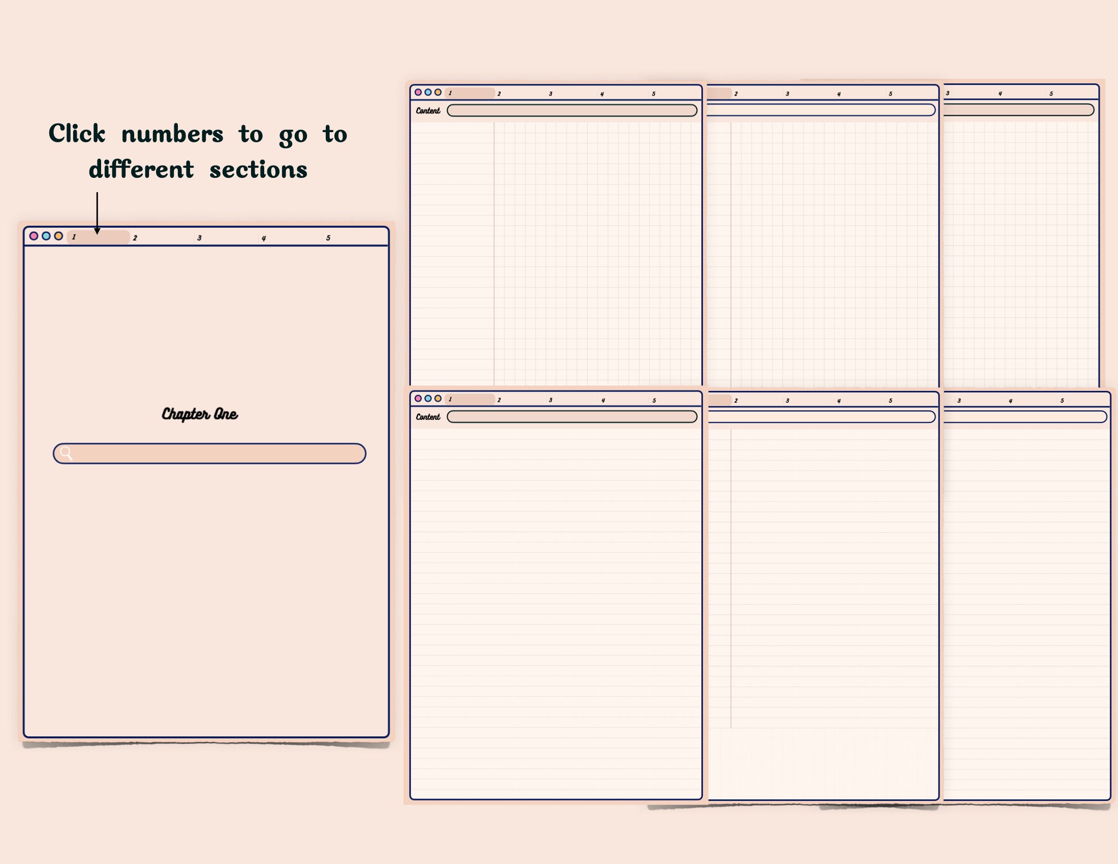 Cute Digital Notebook, 5 Subject Colored Digital Notebook, Goodnotes ...