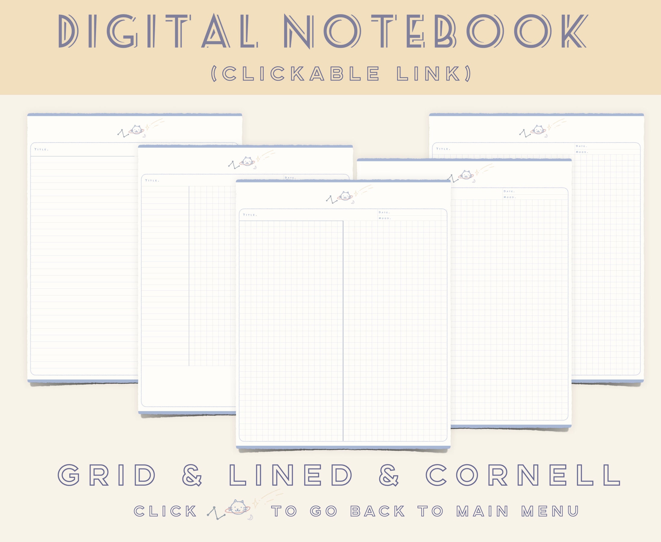 Cute Digital Notebook 5 Subject Digital Notebook Goodnotes | Etsy