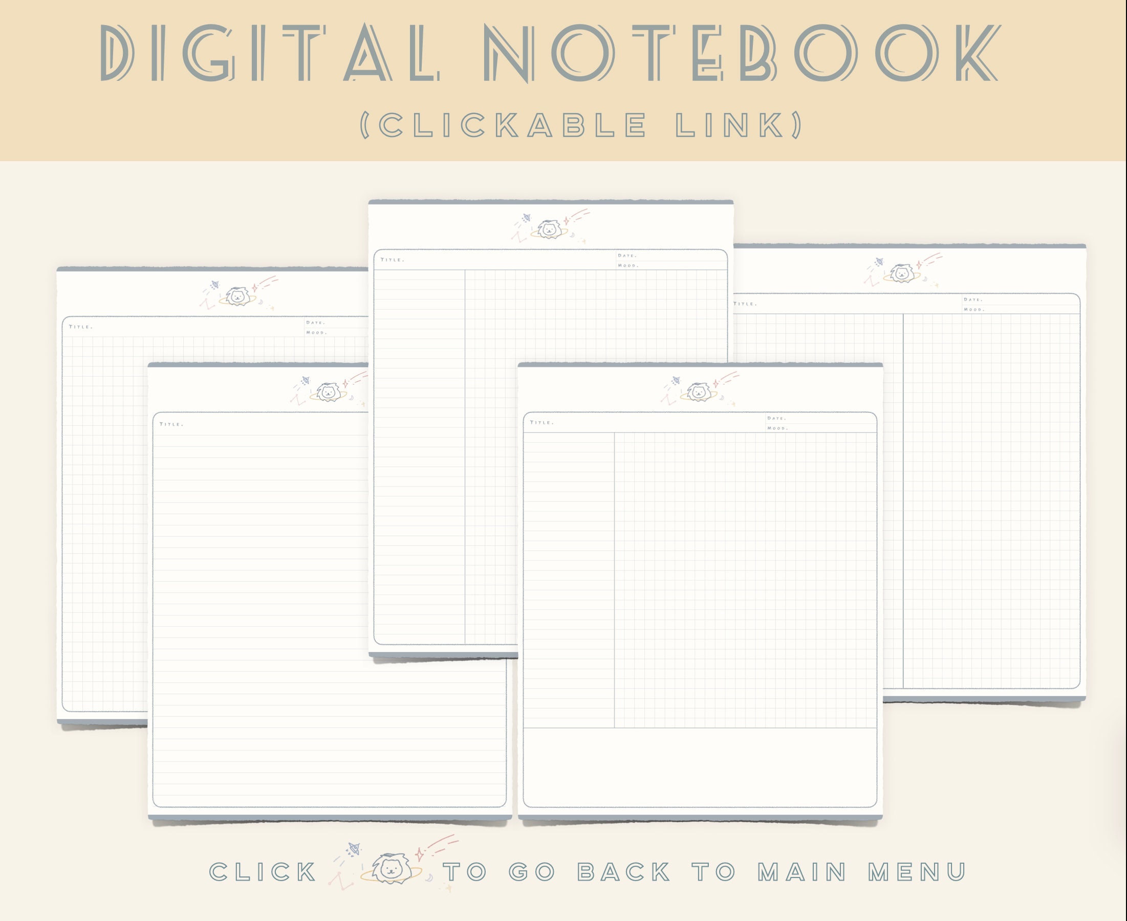 Cute Digital Notebook 5 Subject Digital Notebook Goodnotes | Etsy