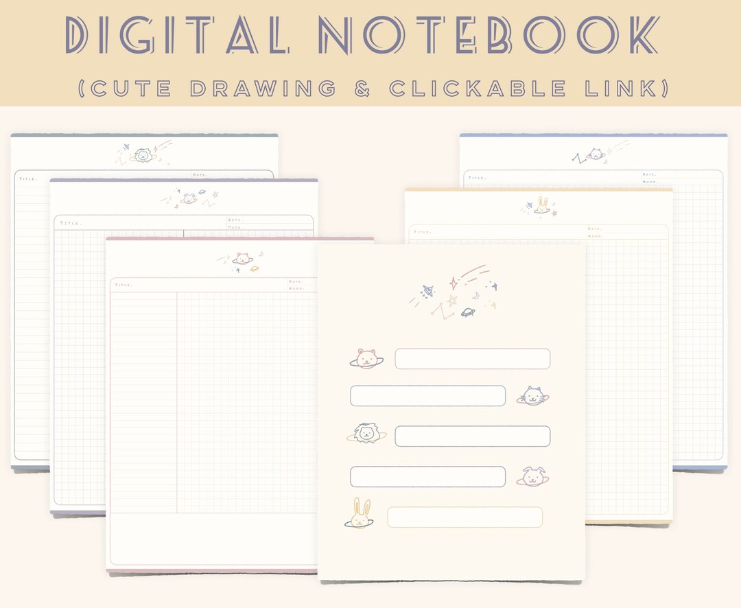 Cute Digital Notebook, 5 Subject Digital Notebook, Goodnotes Notebook ...