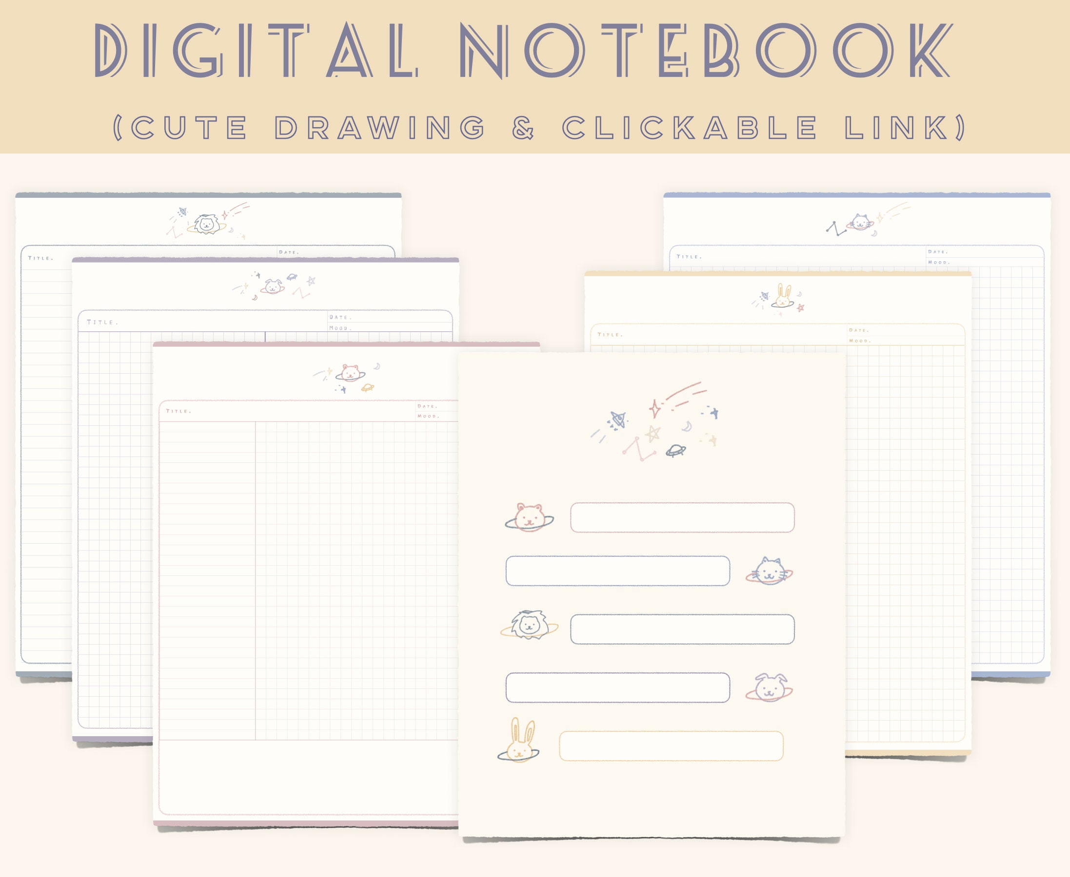 Cute Digital Notebook 5 Subject Digital Notebook Goodnotes | Etsy