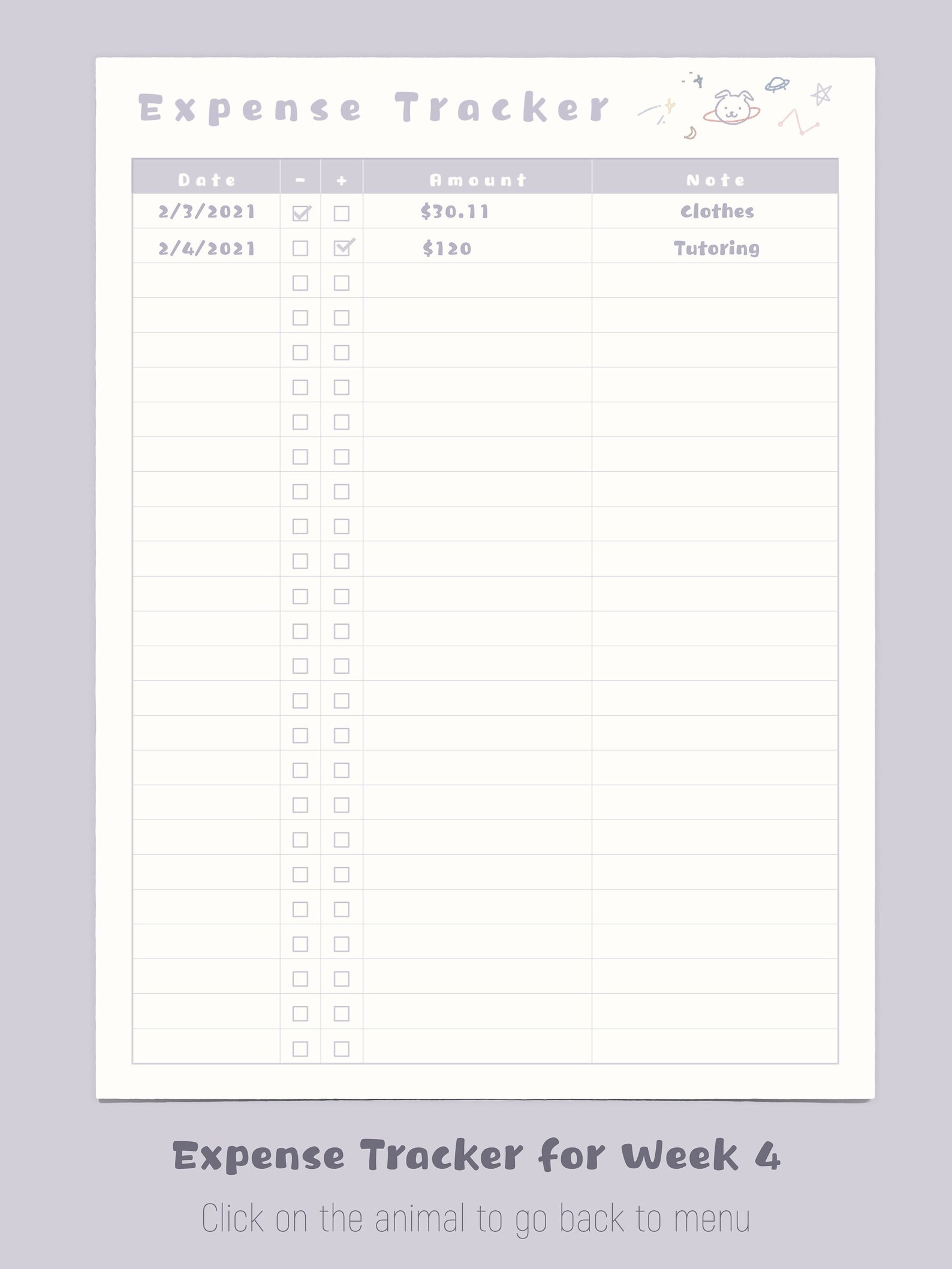 Cute Expense Tracker. Digital Expense Tracker, Monthly Expense Tracker ...