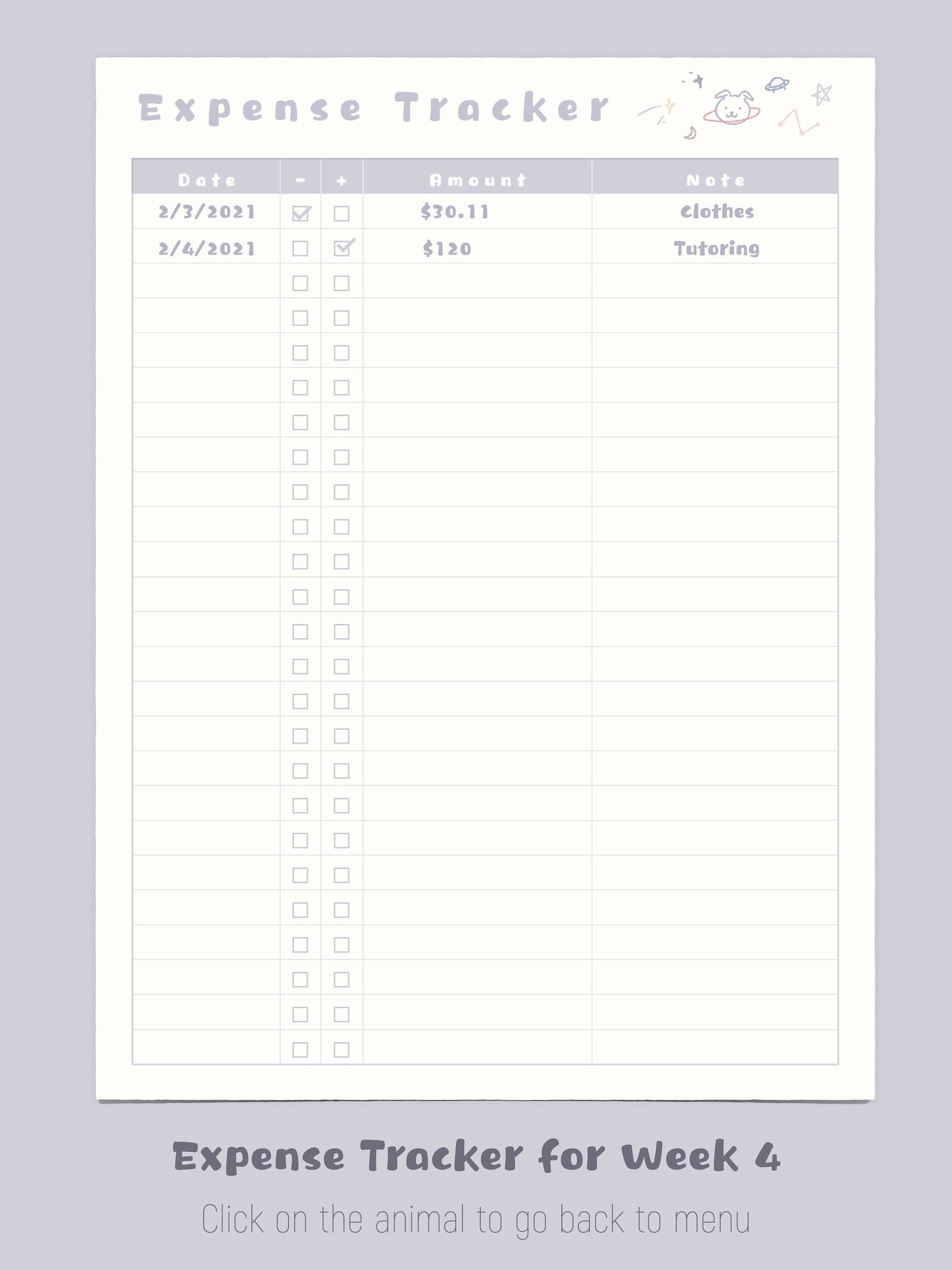 Cute Expense Tracker. Digital Expense Tracker, Monthly Expense Tracker ...