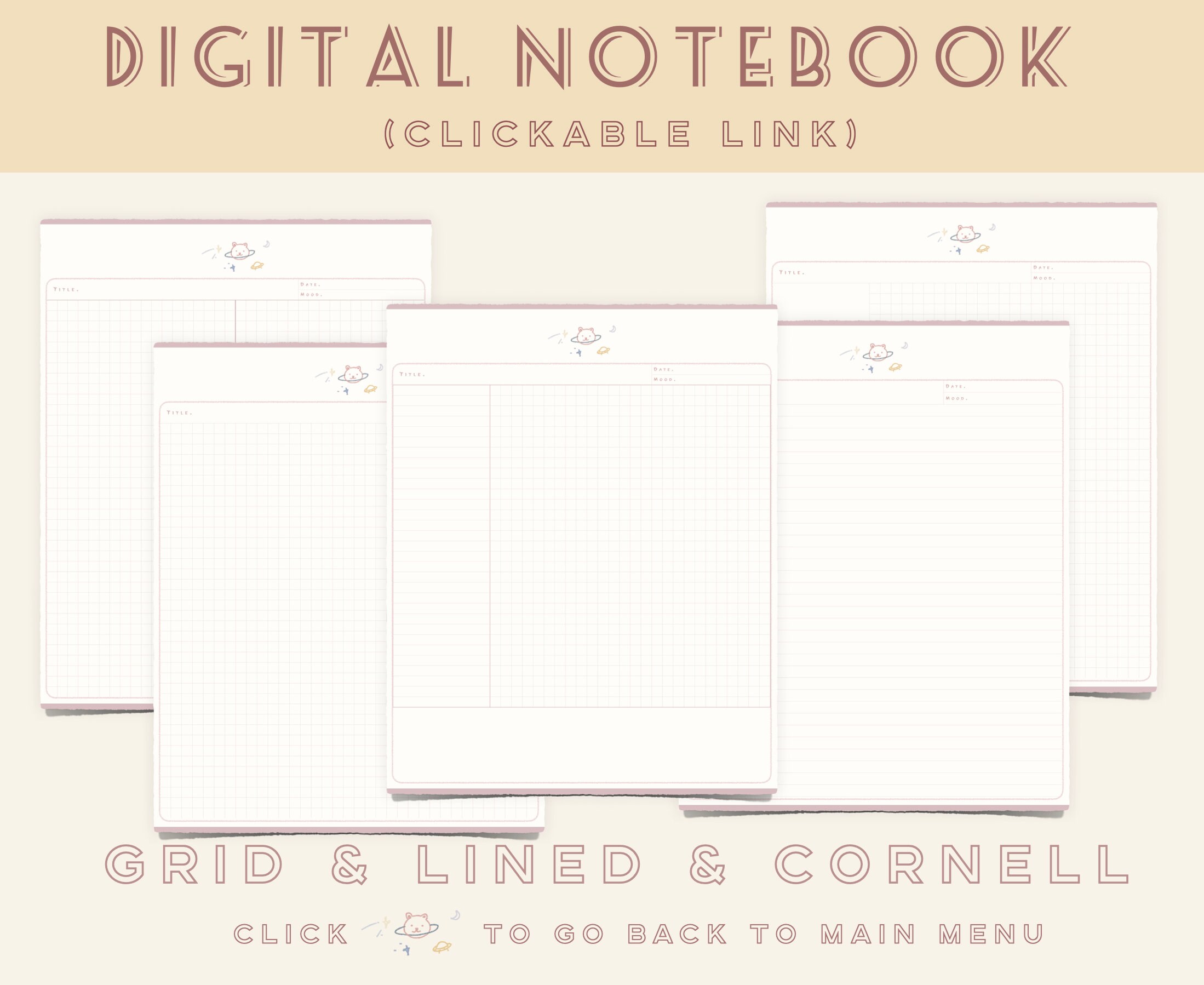 Cute Digital Notebook 5 Subject Digital Notebook Goodnotes | Etsy