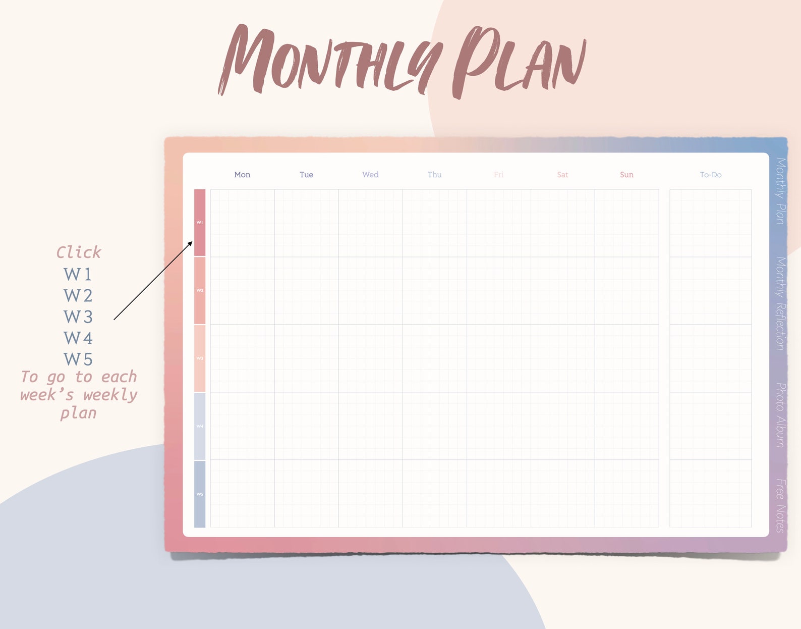 Undated Colorful Digital Planner, Cute iPad Digital Planner, Goodnotes ...