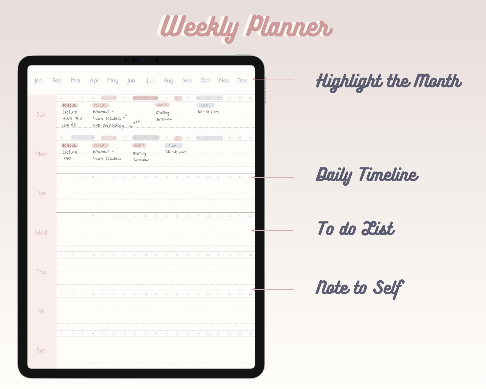 Undated Simple Cute Digital Planner Goodnotes Planner - Etsy