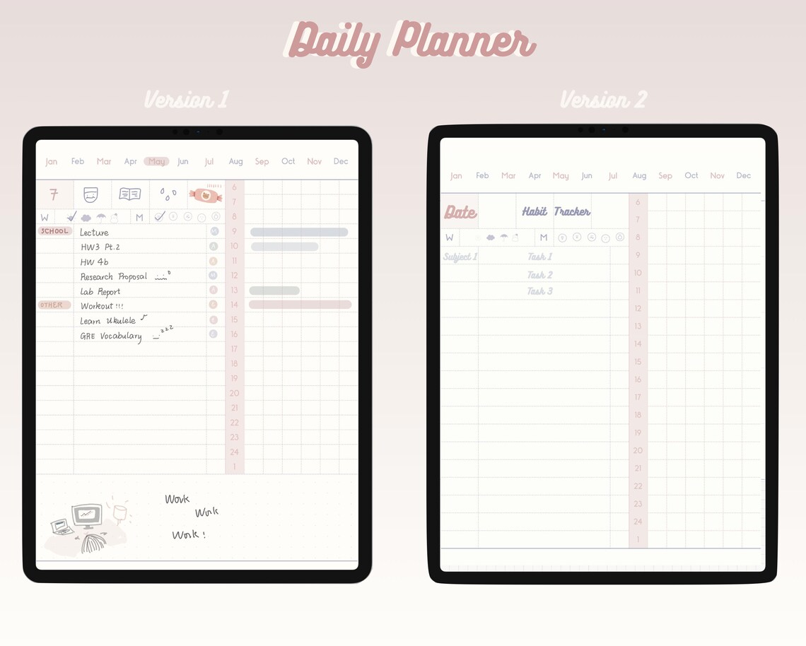Undated Simple Cute Digital Planner Goodnotes Planner - Etsy