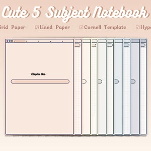 Cute Digital Notebook, 5 Subject Colored Digital Notebook, Goodnotes ...