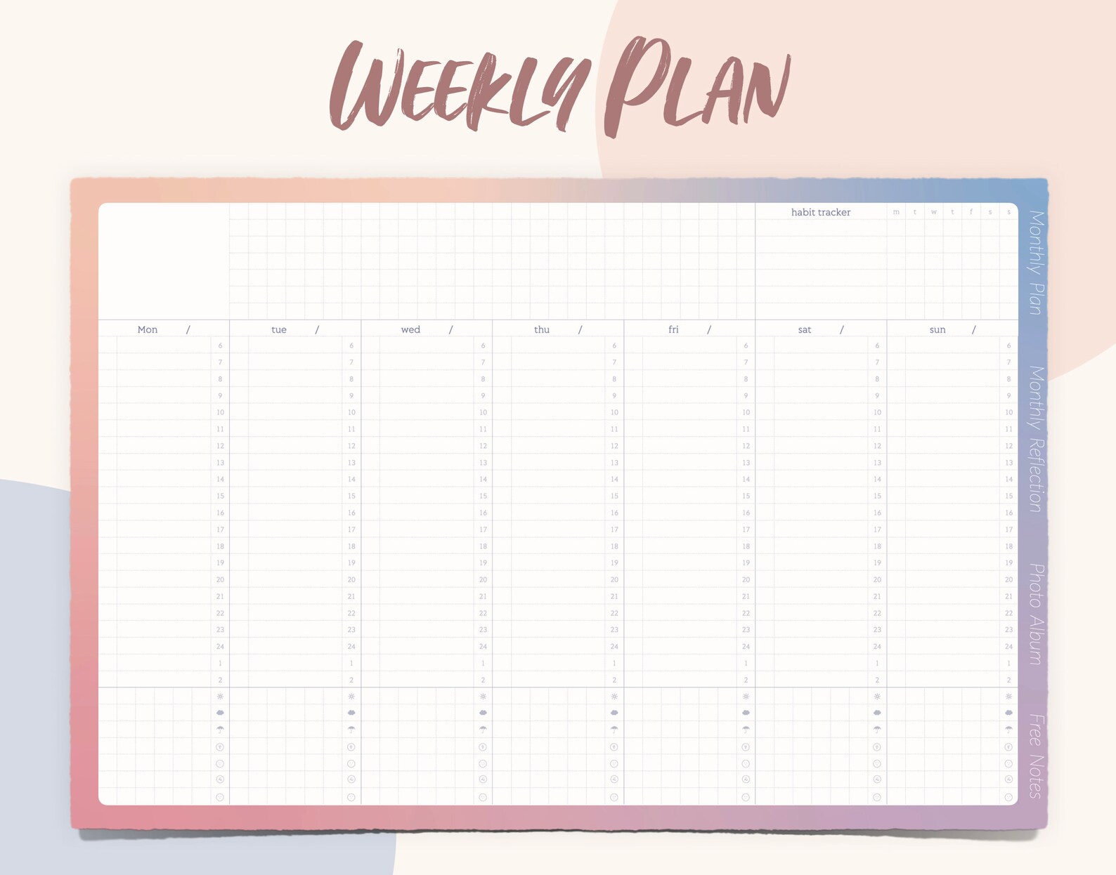 Undated Colorful Digital Planner, Cute Ipad Digital Planner, Goodnotes