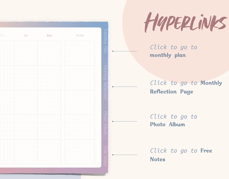 Undated Colorful Digital Planner, Cute iPad Digital Planner, Goodnotes ...