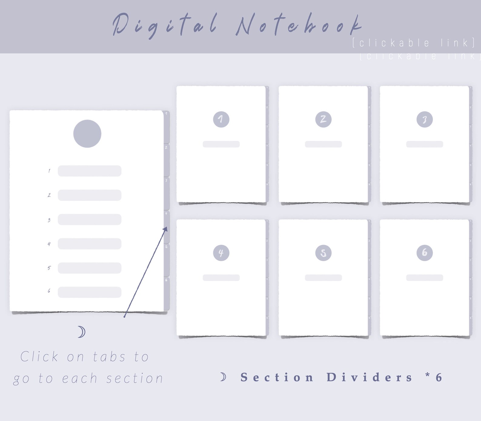 6 Tab Digital Notebook Goodnotes Template Hyperlinked - Etsy