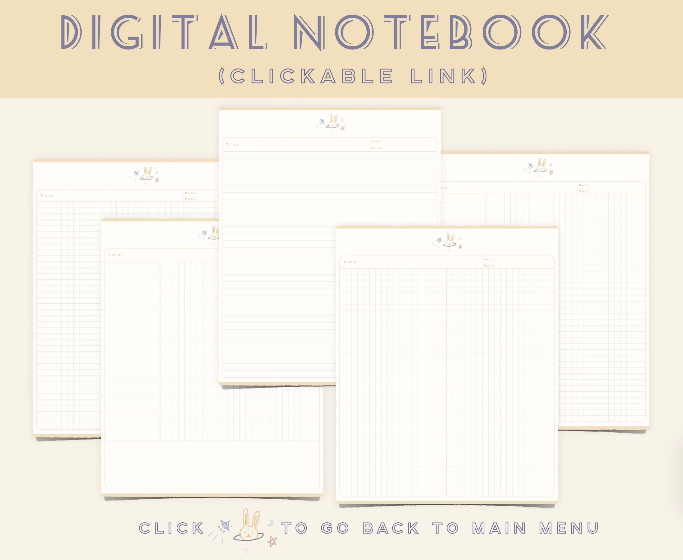 Cute Digital Notebook 5 Subject Digital Notebook Goodnotes | Etsy