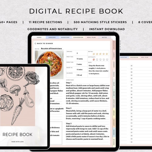 DIGITAL Recipe Book for Goodnotes Notability Hyperlinked | Etsy