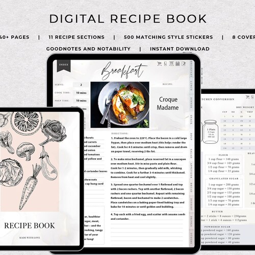 Digital Recipe Book for Goodnotes Notability Hyperlinked - Etsy